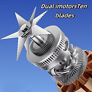 Yulyoie Multifunctional Portable Juicer Cup With Digital Display, Large Capacity Portable Blender USB Rechargeable, for smoothies, juices, and shakes (Blue-Double cups and lids)