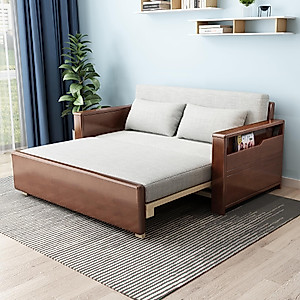 70.8"Queen grey cushion Convertible Sofa Sleeper with Storage,Sectional Sleeper Sofa with Reversible Chaise,Solid wood Sofa Bed 3 in 1 Pull Out Couch Bed for Living Room,Apartment,Bedroom and Office