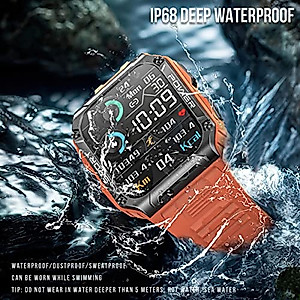 Desong Military Smart Watch,1.95" Rugged Smart Watch(Call Receive/Dial),IP68 Waterproof Activity Trackers Smartwatches,Fitness Heart Rate Sleep Monitor Sport Smartwatch for Android iOS