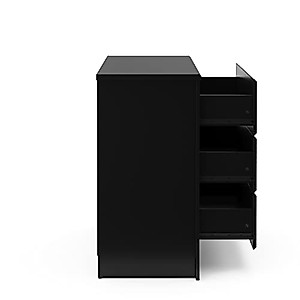 Storkcraft Crescent 3 Drawer Dresser (Black) – Baby and Kids Bedroom Organizer, Nursery Chest, Storage Dresser With Drawers, Universal Design