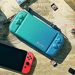 tomtoc Switch Case for Nintendo Switch, Slim Switch Sleeve with 10 Game Cartridges, Protective Switch Carry Case for Travel, with Original Patent and Military Level Protection, Twisted Blue