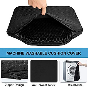 SUPTEMPO Gel Seat Cushion, Office Chair Cushion, Double Layer Design Seat Cushion with Non Slip Cover Breathable Honeycomb Pain Relief Sciatica Chair Pads for Office Chair Car Wheelchair