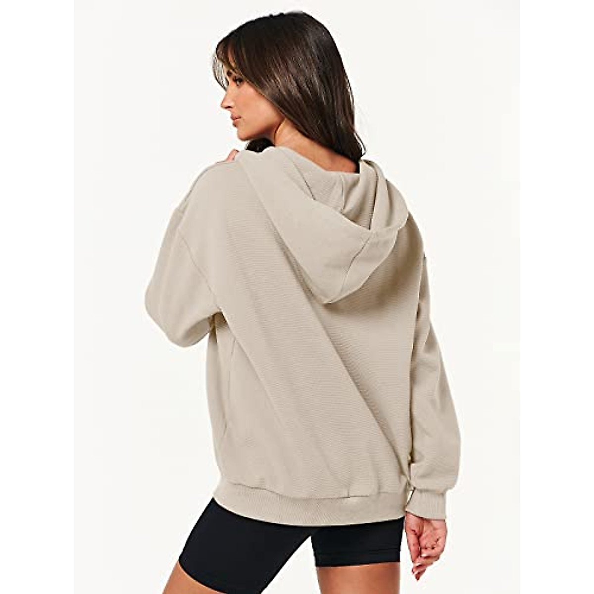 ANRABESS Women's Hoodies 2023 Fall Jacket Rib Kint Sweater Long Sleeve Sweatshirts Casual Dressy Tops Zip Up Trendy Y2K Clothes for Teen Girl 931mihuang-L Beige