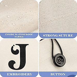 YOOFAN Initial Canvas Tote Bag - Personalized Monogrammed Gift Tote Bag for Wedding, Birthday, Beach, Holiday - Gift for Women, Mom, Teachers, Friends, Bridesmaids (J)