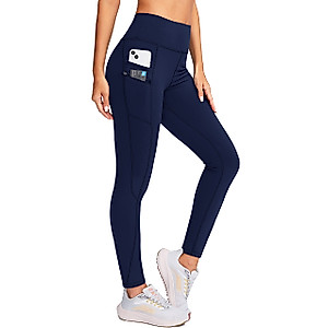 G Gradual Women's Fleece Lined Winter Leggings with Pockets Water Resistant High Waisted Thermal Warm Pants Running Hiking(Navy,S)