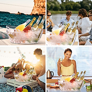 Ice Bucket 2 PCS,Acrylic Ice Buckets for Parties, Mimosa Bar Supplies Beverage Tub and Scoops for Champagne Beer Sparkling Wine Cocktails（5.5L）Extra Large Model (Clear)