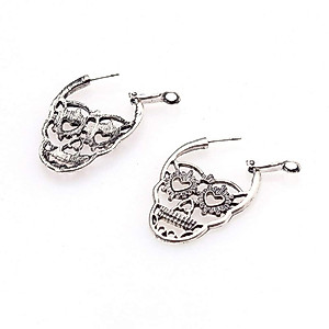 FY 2Pair Hollow Skull Face Earring Halloween Women Hoop Stud Earrings