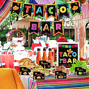 Taco Bar Decoration Kit, Mexican Fiesta Party Decorations Taco Bar Banner Sign Tent Garland for Cinco De Mayo Fiesta Mexican Theme Party Bachelorette Bridal Shower Wedding Birthday Taco Party Supplies