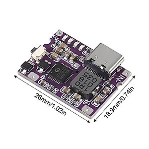 ATNSINC Type-C 5V 3A Boost Converter Step-Up Power Module IP5310 Mobile Power Bank Accessories with Switch LED Indicator(Type-C and USB-A 3A)