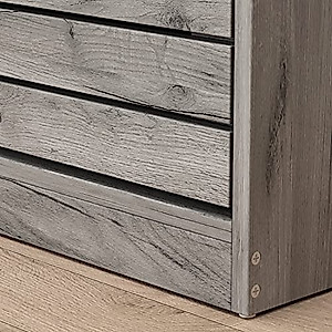 Homsee Modern Shoe Storage Cabinet with 2 Flip Drawers & Louver Doors, Wood 2-Tier Shoe Rack Storage Organizer for Entryway, Hallway & Bedroom, Grey (22.4”L x 9.4”W x 29.5”H)
