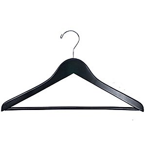 NAHANCO 8217CHHU Flat Wooden Suit Hanger with Chrome Hook, 17", Black (Pack of 25)