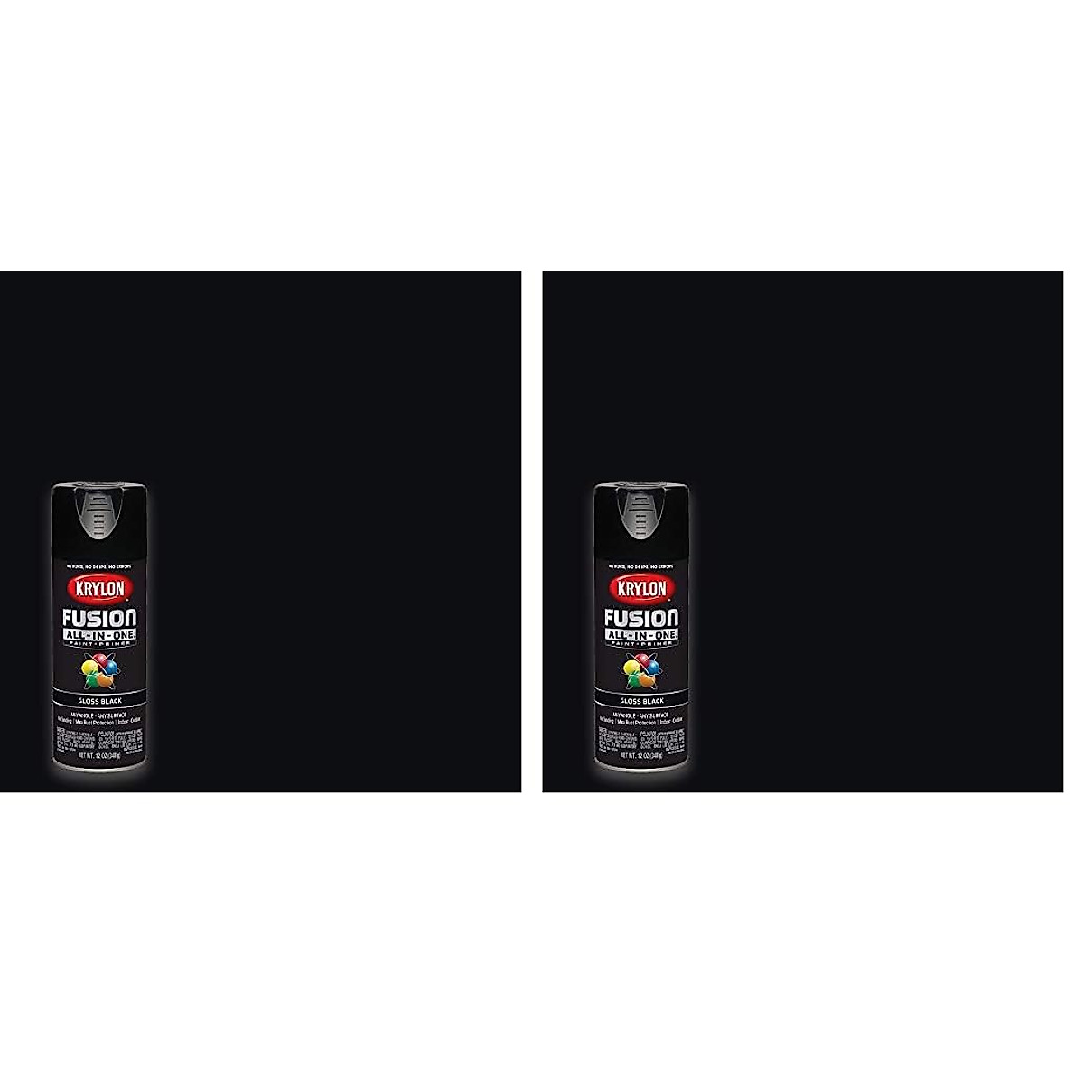 Krylon K02702007 Fusion All-In-One Spray Paint for Indoor/Outdoor Use, Gloss Black, 12 Ounce (Pack of 2)