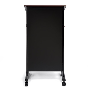 Audio-Visual Direct Wheeled Lectern - Standing Desk with Storage Shelf - Beech/Black - Ideal for Presentations and Laptop Use