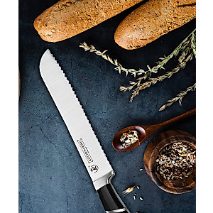 Knife Set, 9-Piece Black Professional Kitchen Knife Set for Chef, Super Sharp Knife Set with Acrylic Stand, Stainless Steel Knife Block Set for Kitchen with Sharpener and Scissors, Ergonomical Design