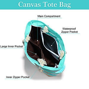 YOOLIFE Monogram Beach Tote Bag for Women - Personalized Beach Bag Canvas Tote Bag Waterproof Bag, Gifts for Friends Female Mom Teacher Birthday Bridesmaid Customized Gifts Idea Christmas Gifts J