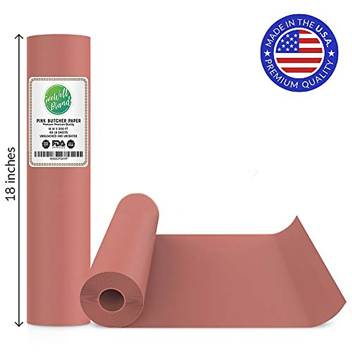 Pink Butcher Paper For Smoking Meat - 18 Inch x 100 Feet - Food Grade – Unwaxed and Uncoated – Made in USA