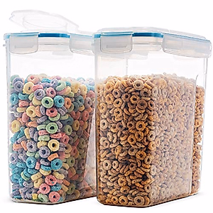 Komax Biokips Cereal Containers Storage Set of 2 – Airtight Food Storage Containers – Cereal Dispenser for All Dry Foods – BPA-Free Cereal Container Set for Pantry Organization and Storage (135 oz)