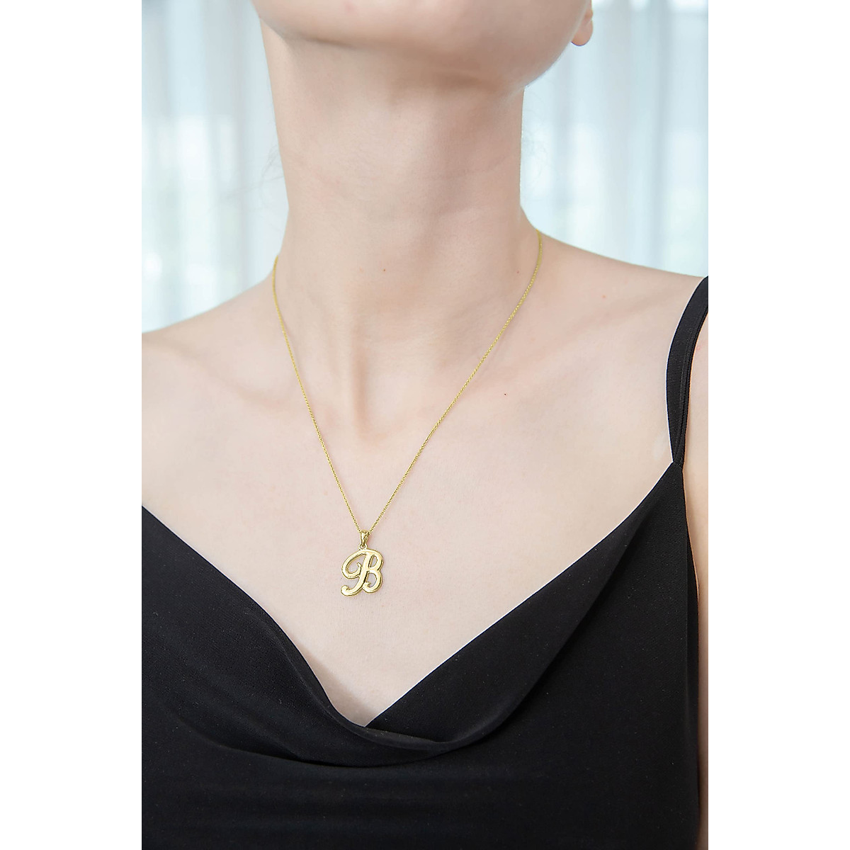 GemStar USA Yellow Gold Flashed Sterling Silver I Letter Initial Alphabet Name Personalized 925 Silver Pendant Necklace