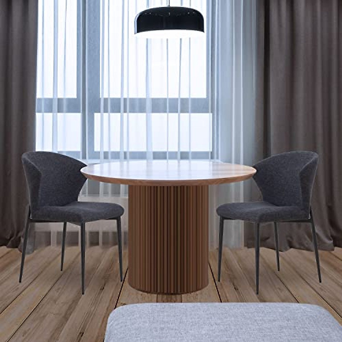 kevinplus Dining Chair Set of 2, Modern Kitchen Side Chair Accent Chair with Metal Legs, Fabric Upholstered Dining Room Living Room Dinner Kitchen Chair, Curved Backrest, Dark Grey