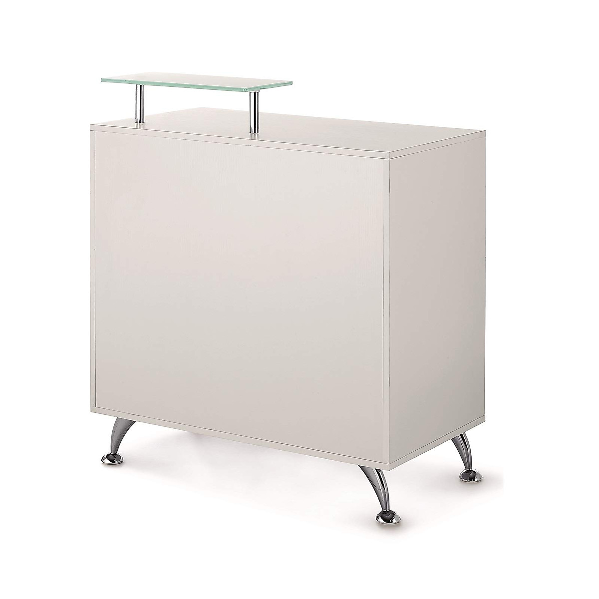 Glasglow II Reception Desk with Glass Top, Office Restaurant Beauty Salon Furniture, White 32" L x 18" W