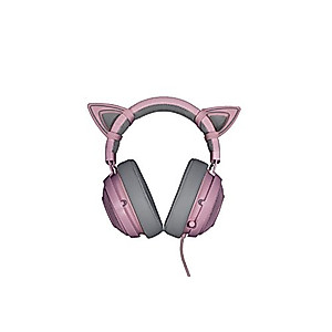Razer Kraken Over Ear Headset, Quartz Pink Retractable & Razer RC21-01140300-W3M1 Kitty Ears for Kraken, Quartz Pink