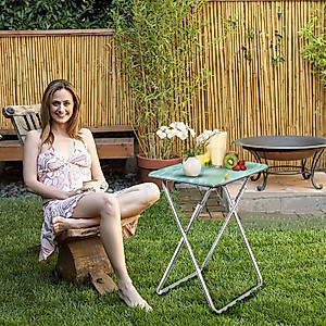 Garden 4 you Folding TV Tray Table TV Dinner Table with Sturdy MDF Top,Eating Trays for Living Room with No Assembly Required 15 x 18.9 x 26 in(Sea Blue,1PC)