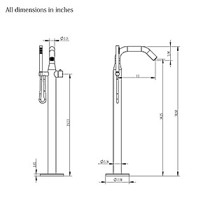 HEATGENE Bathtub Faucet Freestanding Tub Filler Single Handle Floor Mounted Faucets with Handheld Shower Matt Black