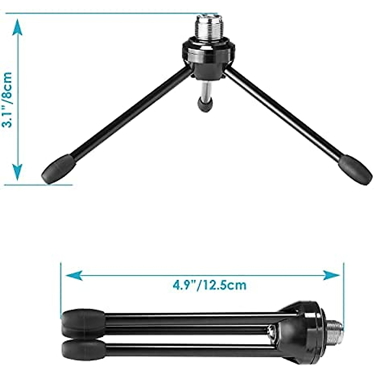 LYRCRO Desktop Desk Foldabe Tripod Microphone Stand with Non-slip Feet,Durable Iron Construction,Ideal for Podcasts, Online Chat, Conferences, Lectures,meetings with dynamic microphone