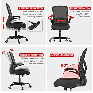 Office Chair, Ergonomic Desk Chair with Adjustable Lumbar Support, High ...