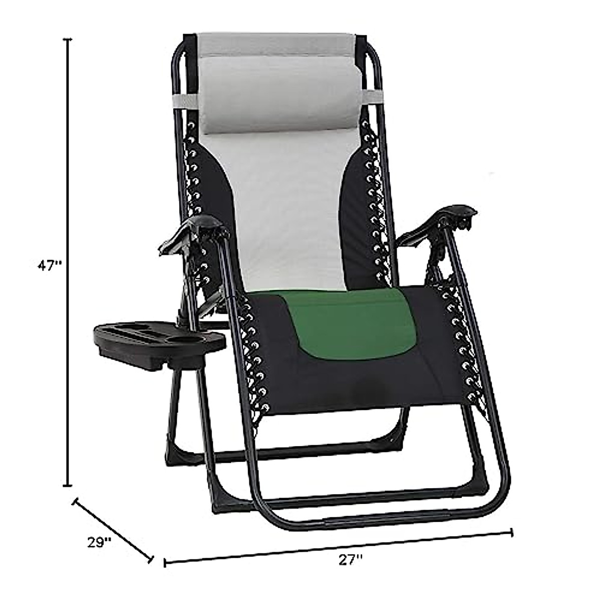 FDW Oversized Padded Zero Gravity Chair Lounge Chair Outdoor Patio Recliner with Cup Holder Adjustable Headrest for Patio Pool Deck Camping Support 380lbs (1, Green)