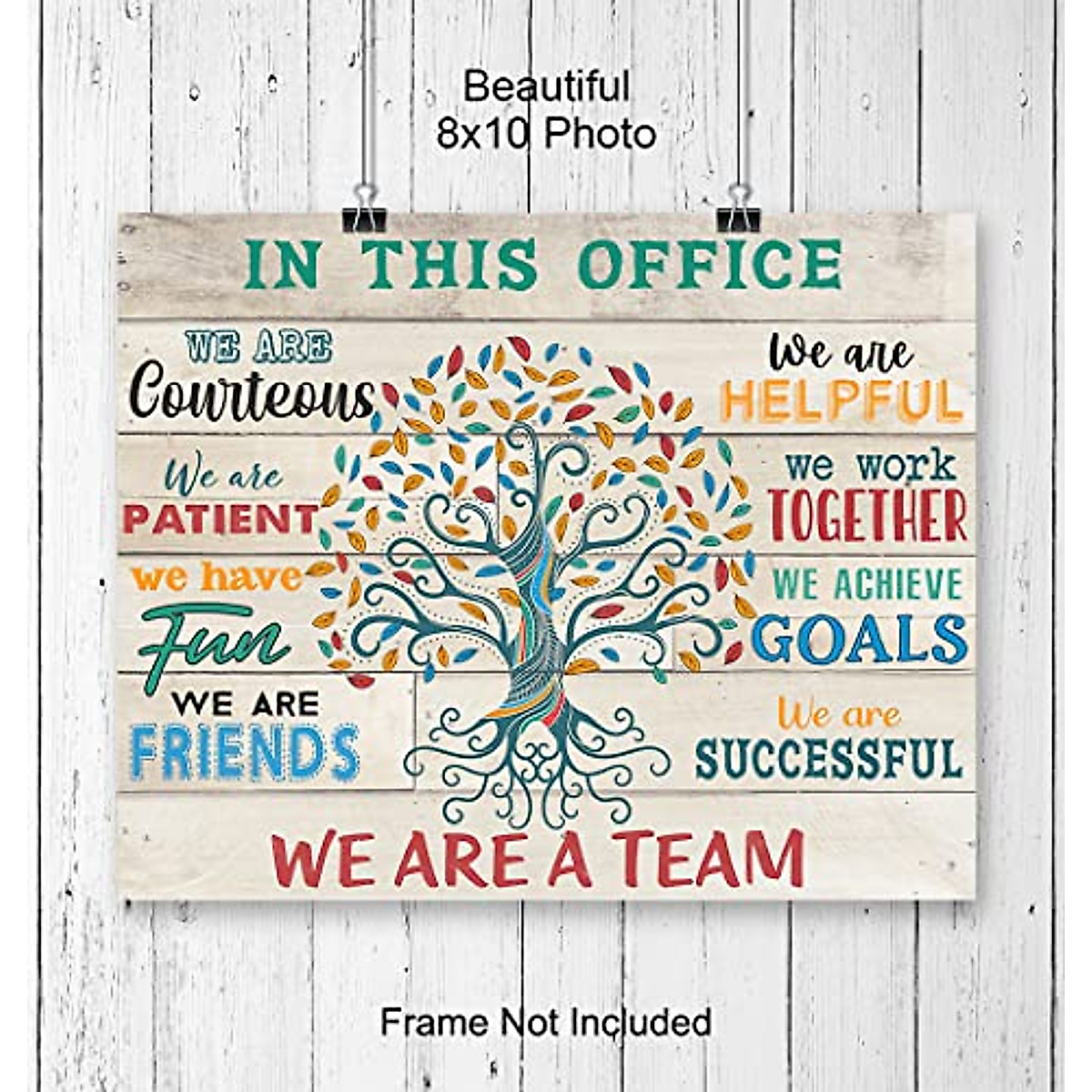 Teamwork Office Wall Art &amp; Decor - Home Office Wall Art - Inspiration Motivational poster - In This Office We Are A Team Saying - Motivational Gift for Boss Manager - Positive Inspirational Quote 8x10