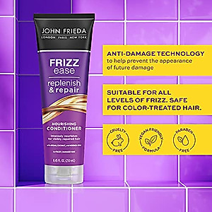 John Frieda Frizz Ease Replenish & Repair Conditioner, Repairs Damage and Dryness for Shiny, Frizz-Protected Styles, Infused with Argan, Moringa, and Coconut Oil for Nourished, Smooth Hair, 8,45 Oz
