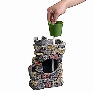 Haobos Indoor Fountain 4-Bowl Rockery Soothing Sound Tabletop Fountains Home/Office Decor with a Small Plastic Pot to Grow The Plant by Yourself(Automatic Watering)(22023)