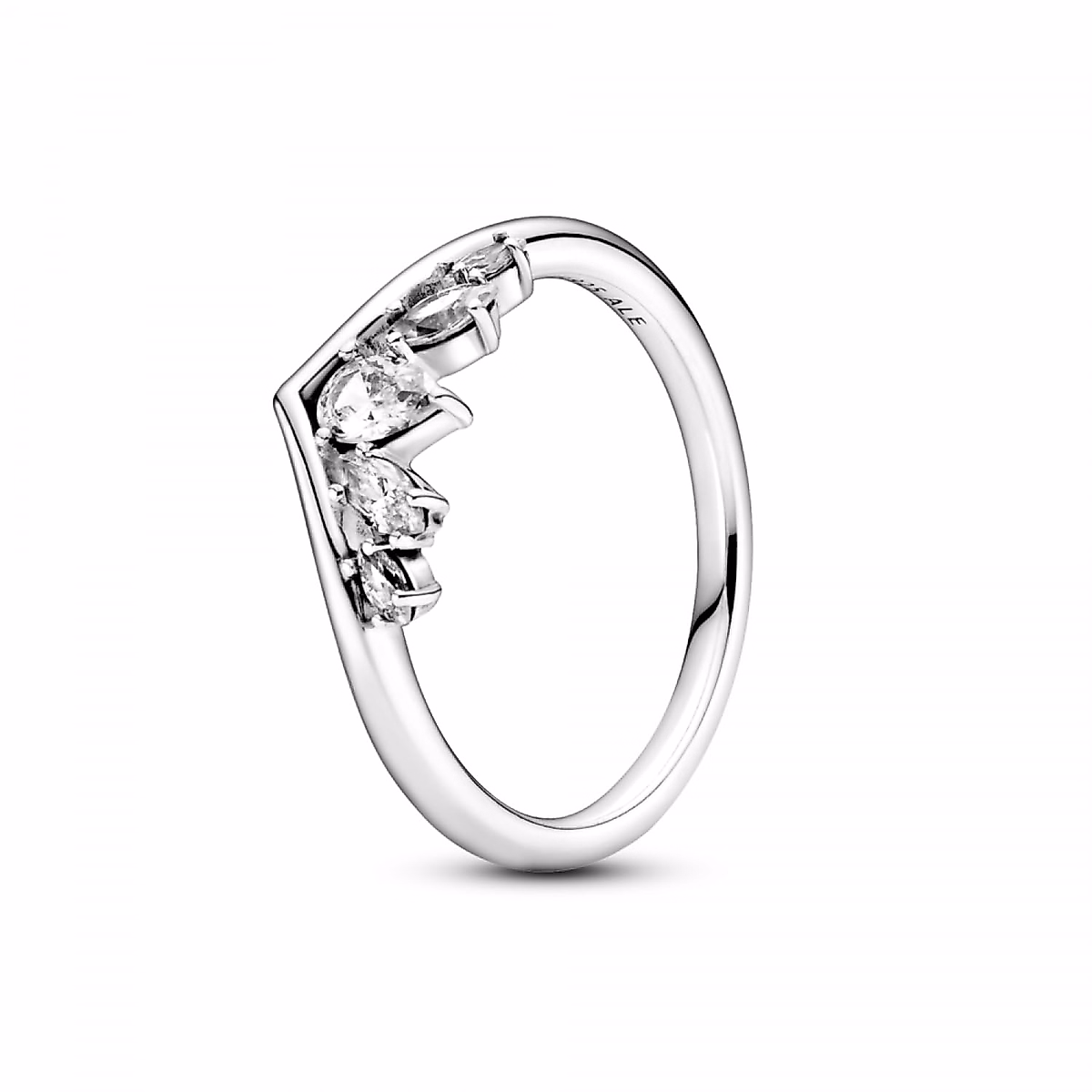 PANDORA Sparkling Pear & Marquise Wishbone, Clear CZ 925 Sterling Silver Ring, Size: EUR-54, US-7 - 199109C01-54