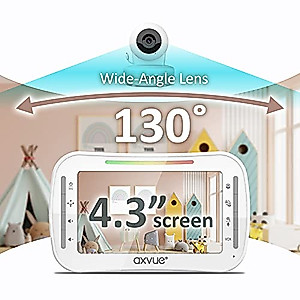 Video Baby Monitor with 4.3" Display & Remote Pan Tilt Camera, Auto Night Vision & Temperature Display,1000ft Long Range, 2-Way Audio Talk,12 Hours Battery, Power Saving Mode, Vox, Zoom in, No WiFi