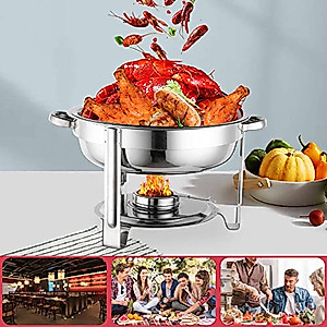 FXTNKYY Chafing Dish,Round Chafing Dish Buffet Set,Stainless Steel Chafers and Buffet Warmers Set,3.5QT Chafing Dishes with Lid & Holder,Food Warmers for Parties Buffet/Home Party (4 Pack)