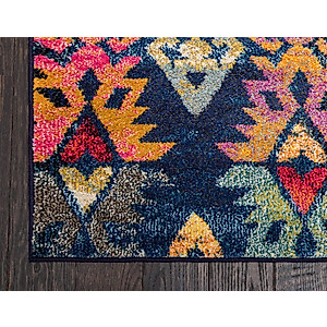 Unique Loom Sedona Collection Southwestern, Over-Dyed, Modern, Pattern, Tribal, Abstract Area Rug, 4' 0" x 6' 0", Navy Blue/Gray