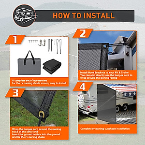 MIKKUPPA 7x9' RV Awning Side Shade Screen - Black Mesh RV Awning Sun Shade Screen with Complete Kits for Camper Trailer UV Sun Blocker