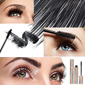 4d Silk Fiber Lash Mascara, Ksndurn Mascara - Waterproof Mascara - Sky High Mascara Black Volume and Length Lengthening No Clumping