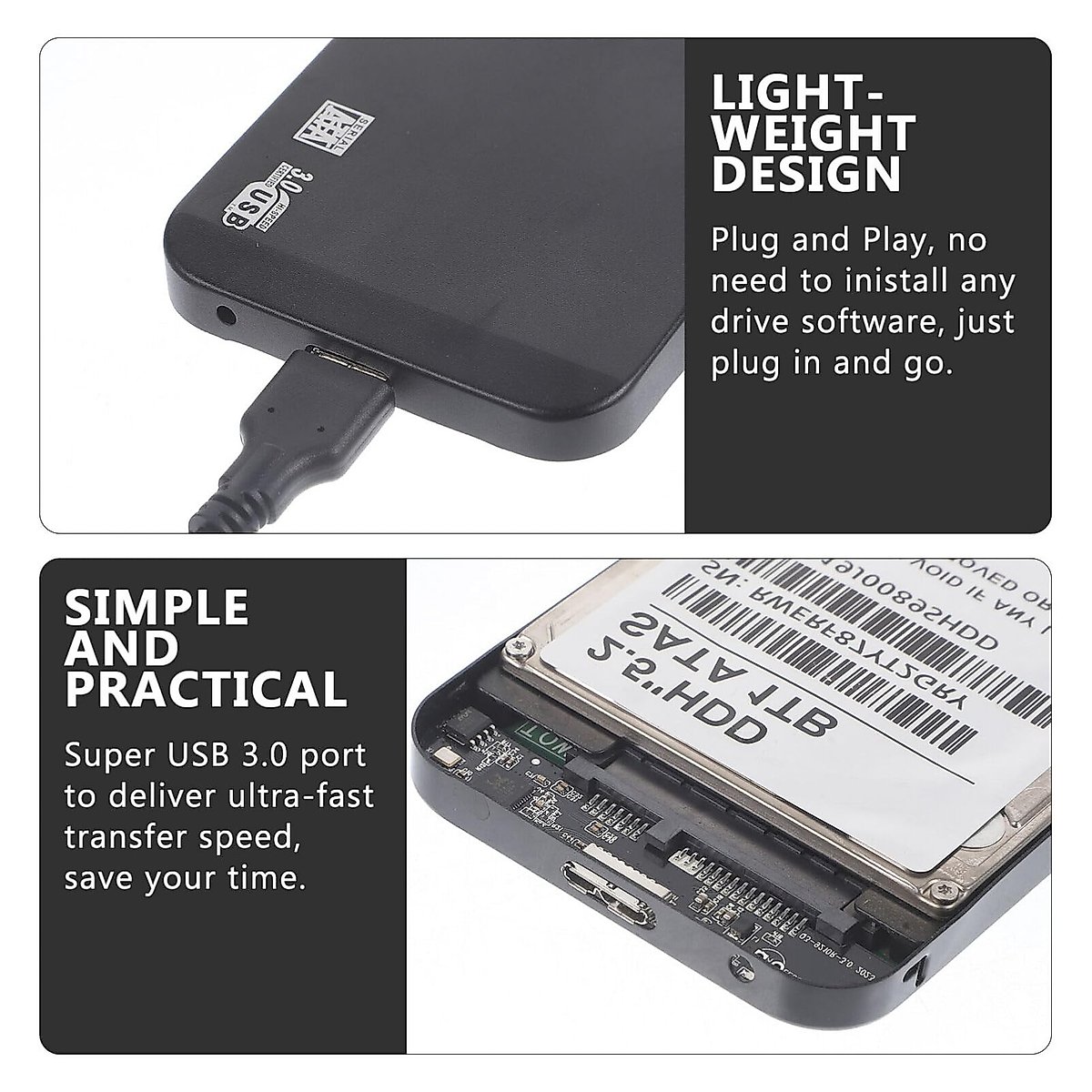 Mobestech 2tb Hard Drive 1pc Disk External Portable USB. HDD More Tb Computer and Storage Mobile Desktop Hard Laptop Drive Compatible USB for Black High Drive, External Hard Drive