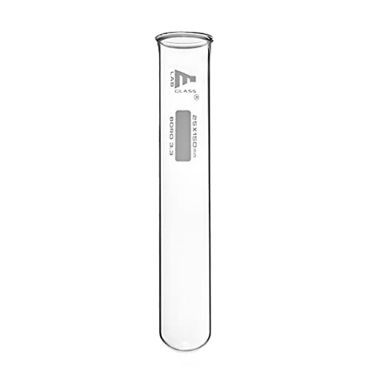 16PK Test Tubes, 50ml - Borosilicate 3.3 Glass - White Specifications - 1.2mm Thick Walls, Beaded Rim - Superior Heat & Chemical Durability - 5.9" Tall, 1" Diameter - Eisco Labs