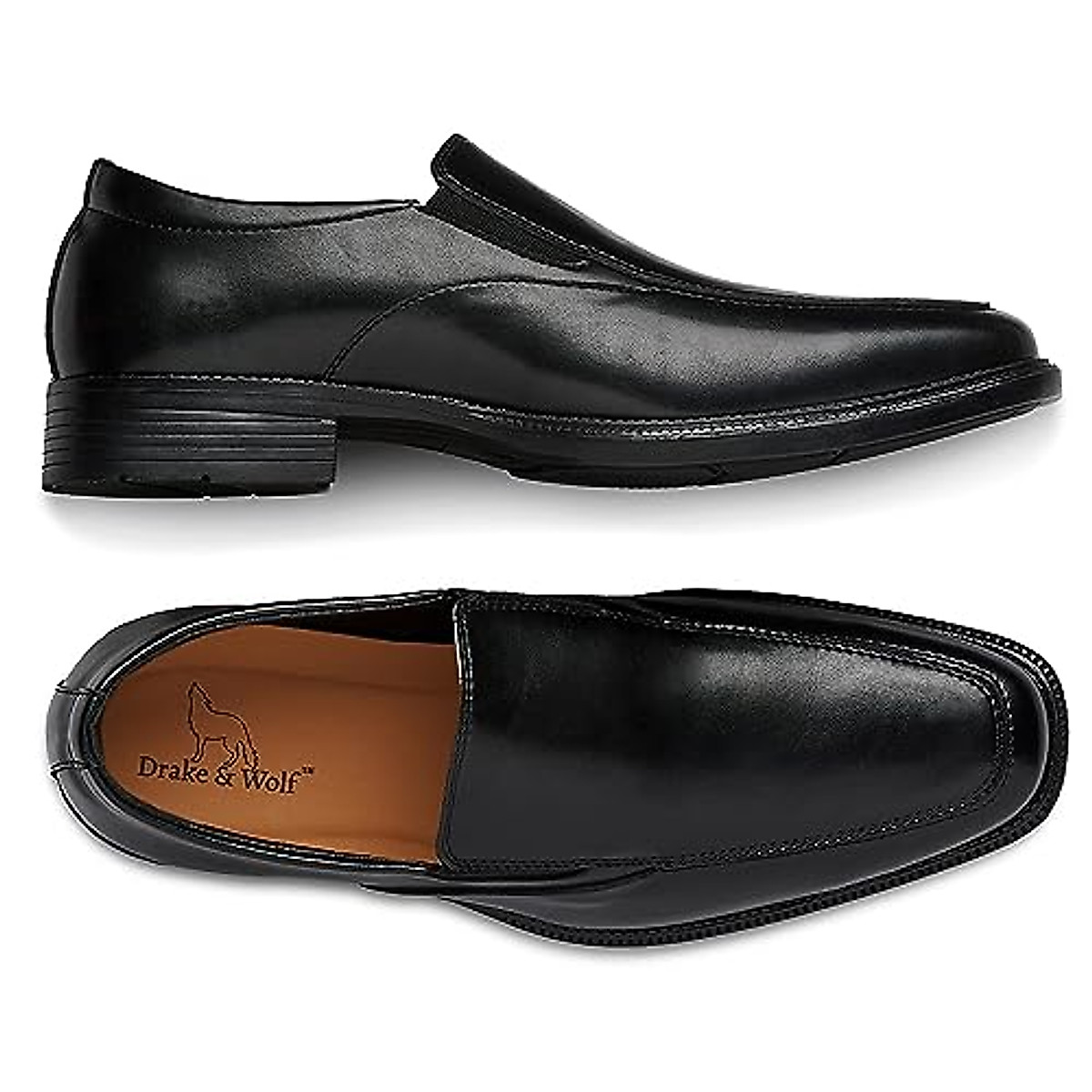 Drake & Wolf Mens Loafers Shoes - Mens Dress Shoes - Classic Manmade Microfiber Leather Loafers for Men Casual Dress Shoes - Comfortable Slip On Dress Shoes for Men - Formal Shoes Black