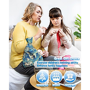 Coopay Knitting Bags and Totes for Women, Yarn Bags for Crocheting On The Go, Crochet Travel Bag for Crochet Supplies, Yarn Storage Bag Crochet Project Bags - Stamped Wave Blue