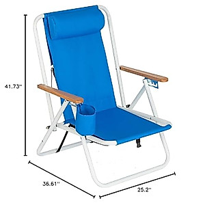 Kcelarec Folding Camping Chair,Portable Outdoor Chair Lightweight Folding Lounge Chair with Cup Holder, Adjustable Headrest