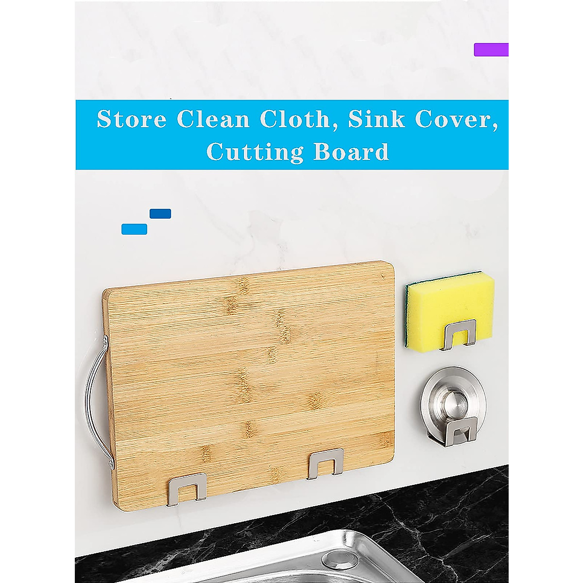 Envibe Sponge Holder, 2 Pack Sponge Holder for Kitchen Sink, Easy to Install, Strong and Sturdy, Good Ventilation Performance to Keep the Sponge Dry. (Black)