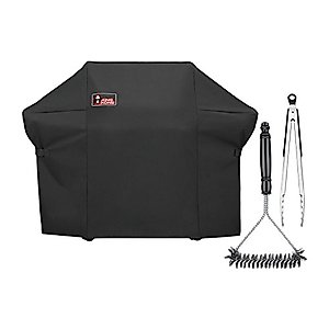 Kingkong 7108 Premium Grill Cover for Weber Summit 400-Series Gas Grills (Compared to The Weber 7108 Grill Cover) Including Grill Brush and Tongs