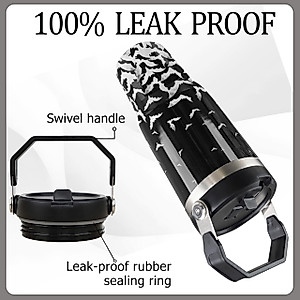 HOWSEESNOW 30oz Halloween Tumbler with Handle and Straw, Bat Insulated Leak Proof Cup, Black Goth Travel Coffee Mug, Reusable Stainless Steel Witch Tumbler, Halloween Gifts for Women