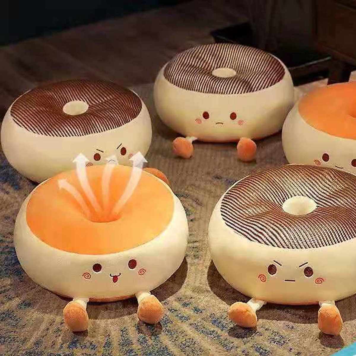 GEORPE Chair Cushion Round Mat Cute Expression Seat Cushion Office Chair Futon Bay Window Floor Tatami Pillows Home Decor