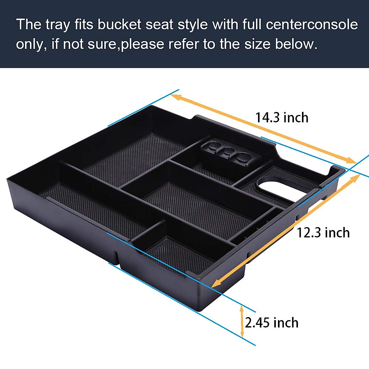 JDMCAR Compatible with Toyota Tundra Accessories 2014-2021 Center Console Organizer, Insert ABS Black Materials Tray, Armrest Secondary Storage Box - Full Tray