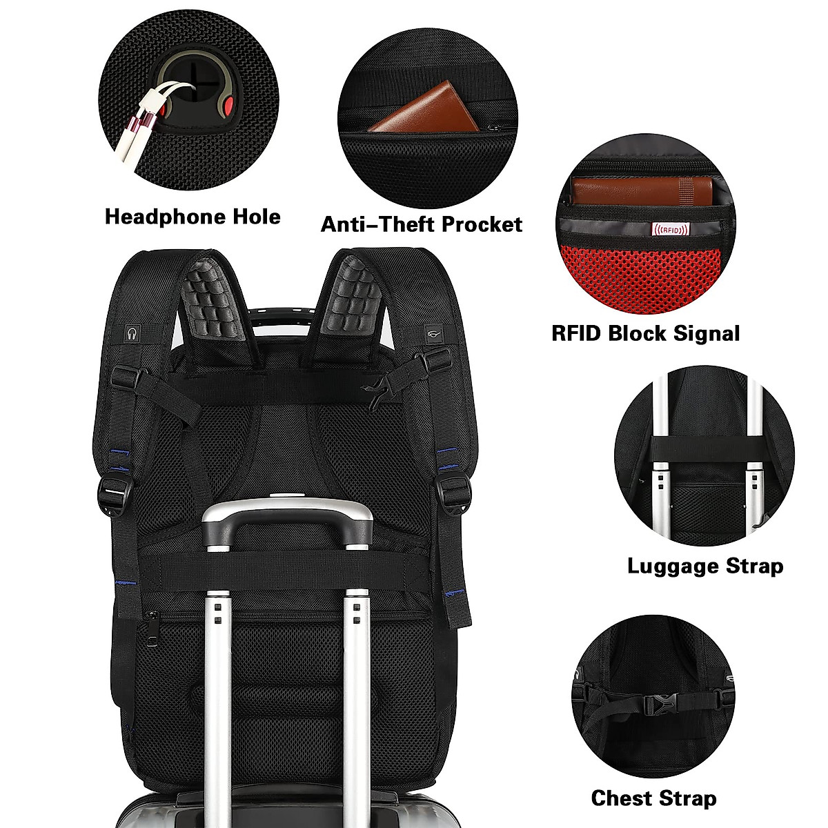 Travel Laptop Backpack, Extra Large Bookbag for Men Women,Basketball Backpack with USB Charging Port RFID Anti Theft TSA Approved,School College Student Water-Resistant Fits 17 Inch Computer Notebook